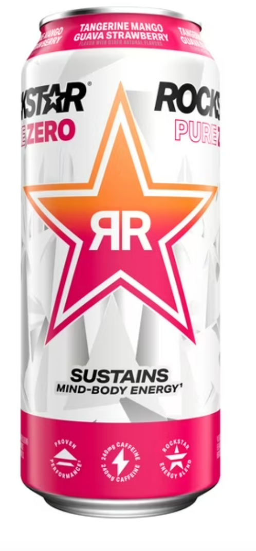Rockstar Pure Zero Tangerine Mango Guava Strawberry Energy Drink, 16 f ...