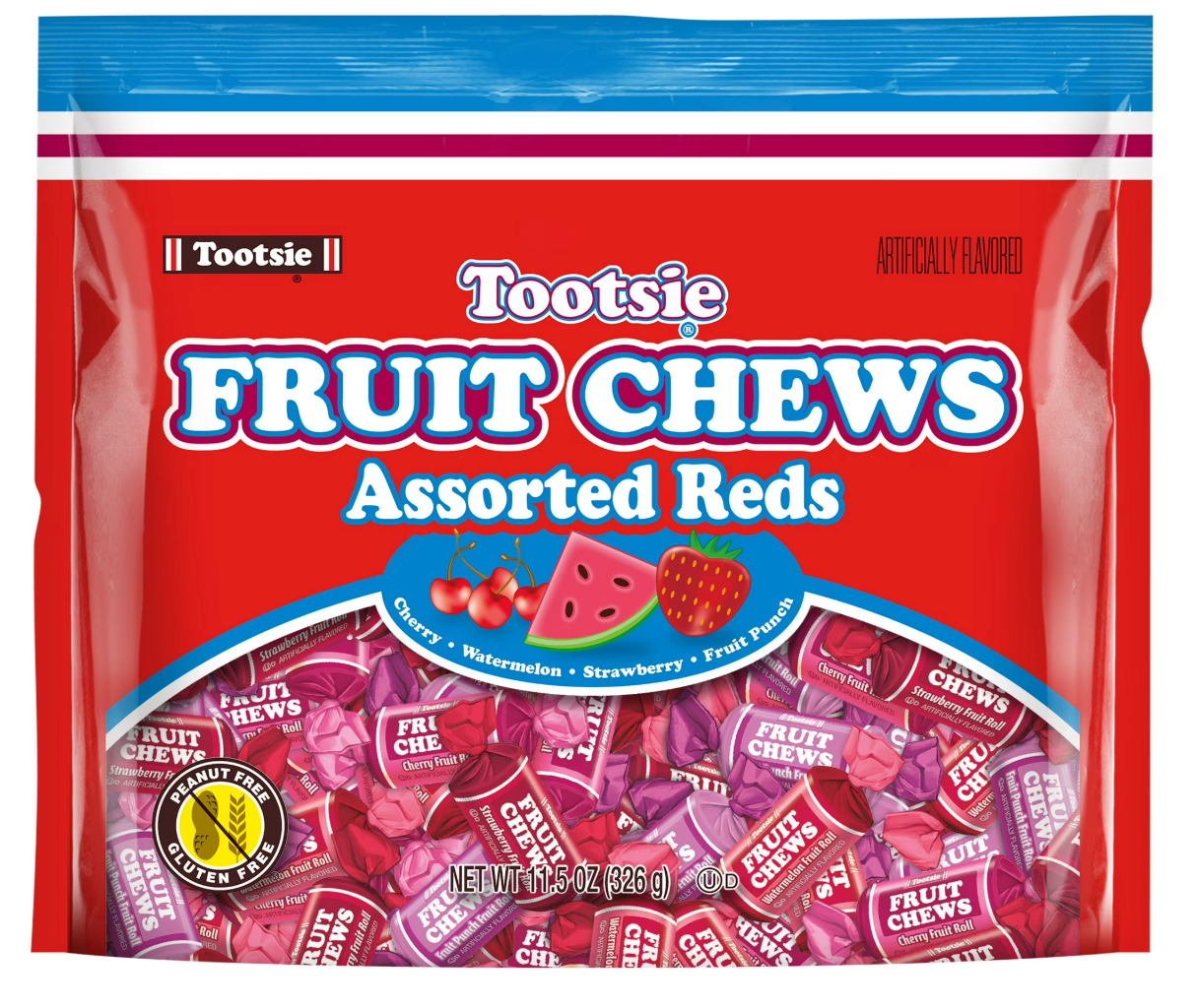 Tootsie Roll, Fruit Chews All Reds, Assorted Flavored Chewy Taffy, 11 ...