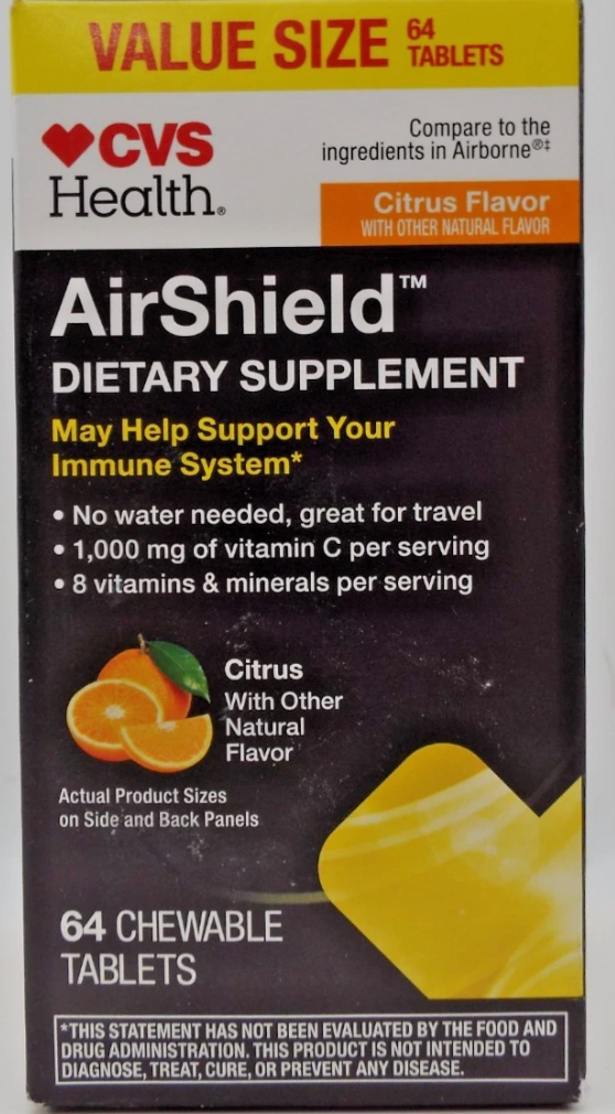 CVS Health AirShield Immunity Chewable Tablets, Citrus, 64 ct EXP 12/2 ...